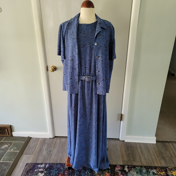 Leslie Fay | Dresses | Vintage Leslie Fay Blue Floral Dress | Poshmark